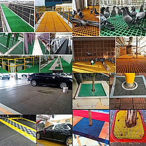 HayWHNKN Fiberglass Grille FRP Grating Mesh Floor Grating 1.9ftx1.9ft Pit Grating 1.5mm Thickness for Car Washing, Outdoor
