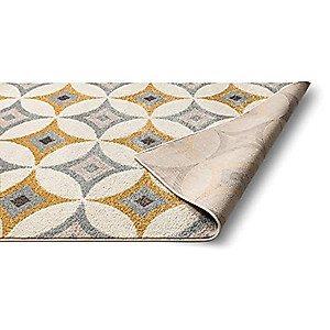 Well Woven Greyson Scanadnavian Retro Diamond Geometric Grey & Gold Area Rug 8x11 (7'10" x 9'10")