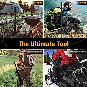 FLYEGO Folding Camping Shovel, Multifunctional Military Shovel Portable Metal Detecting Shovel High Carbon Steel Entrenching Tool for Camping, Car Emergency, Hiking, Garden, Trenching, Backpacking