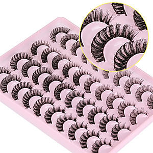Ruairie False Eyelashes Natural Look Fluffy Wispy False Lashes Pack 20 Pairs 4 Styles Natural Lashes Russian Strip Lashes D Curl Cat Eye Fake Eyelashes Bulk