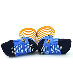 Fly love 6 Pairs Baby Socks Non-Slip Anti Slip Toddler Socks Grips for Baby Boys Girls Ankle Crew Cotton Socks With Gift Box (Style A)