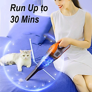 Vestynska Handheld Vacuum Cordless, 8Kpa Super Cyclonic Suction Car Vacuum, Small Cordless Rechargeable High Power, Run Up to 30mins, Fast Charge, 70W, for Home Sofa Pet Hair Car(Brown)