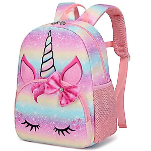 OctSky Unicorn Toddler Backpack Girls Mini Backpack for Kids, Lightweight Preschool Backpack for Kindergarten Little Girls Bookbag With Chest Strap Mini
