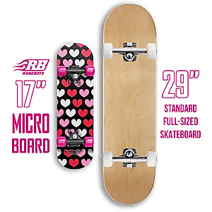 Rude Boyz 17" Micro Complete Skateboard | Maple Wood | ABEC 7 Bearings | Double Kick Concave Deck | Kids Skateboard, Ideal Toddler Cruiser Skateboard Ages 2-5