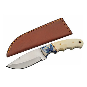Seaside Bone Handle 8″ Stainless Steel Hunting Knife | Blue/White Resin Spacer