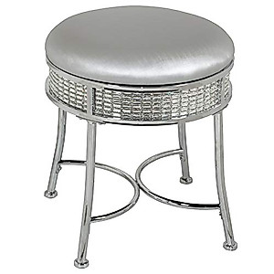 Hillsdale Furniture Glam Backless Diamond Band Vanity Stool, Chrome