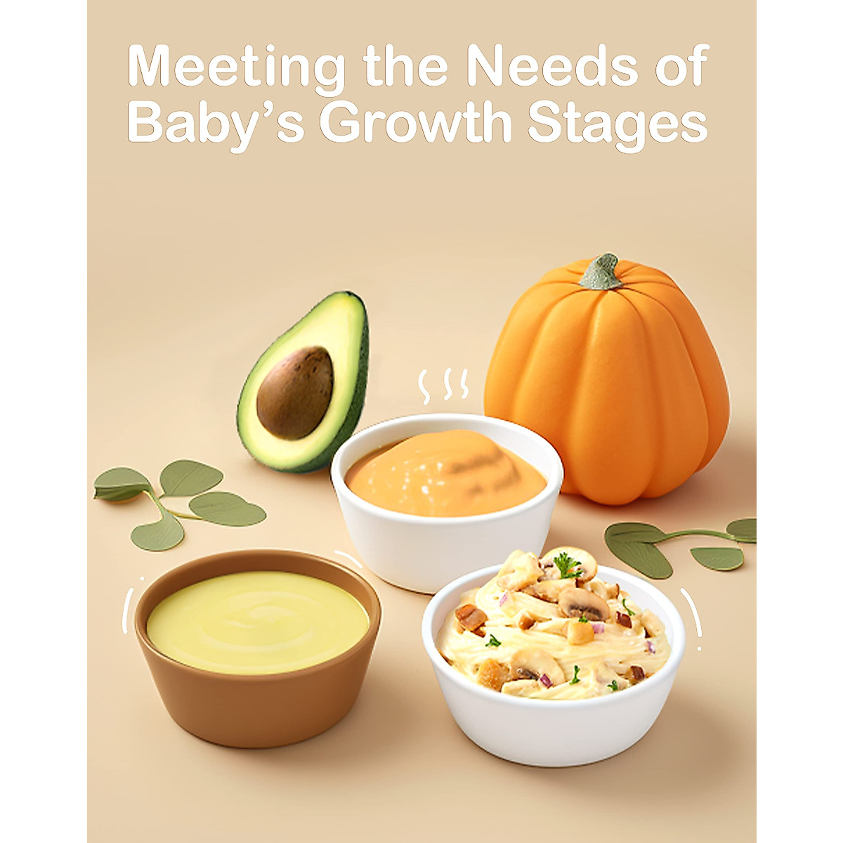 HEYVALUE Baby Food Maker, 13-in-1 Baby Food Puree Blender for Baby Food, Fruit, Vegatable, Meat, with Food Containers, Baby Food Processor Freezer Tray, Silicone Spoons, Silicone Spatula(Light Green)