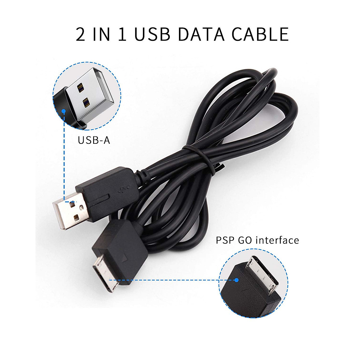 Hyacinyh Data Sync Transfer Power Charger Cable Cord Compatible with PSP Go Power Cable, Data and Power Cable Fit for Sony PSP Go 2 in 1 USB 2.0