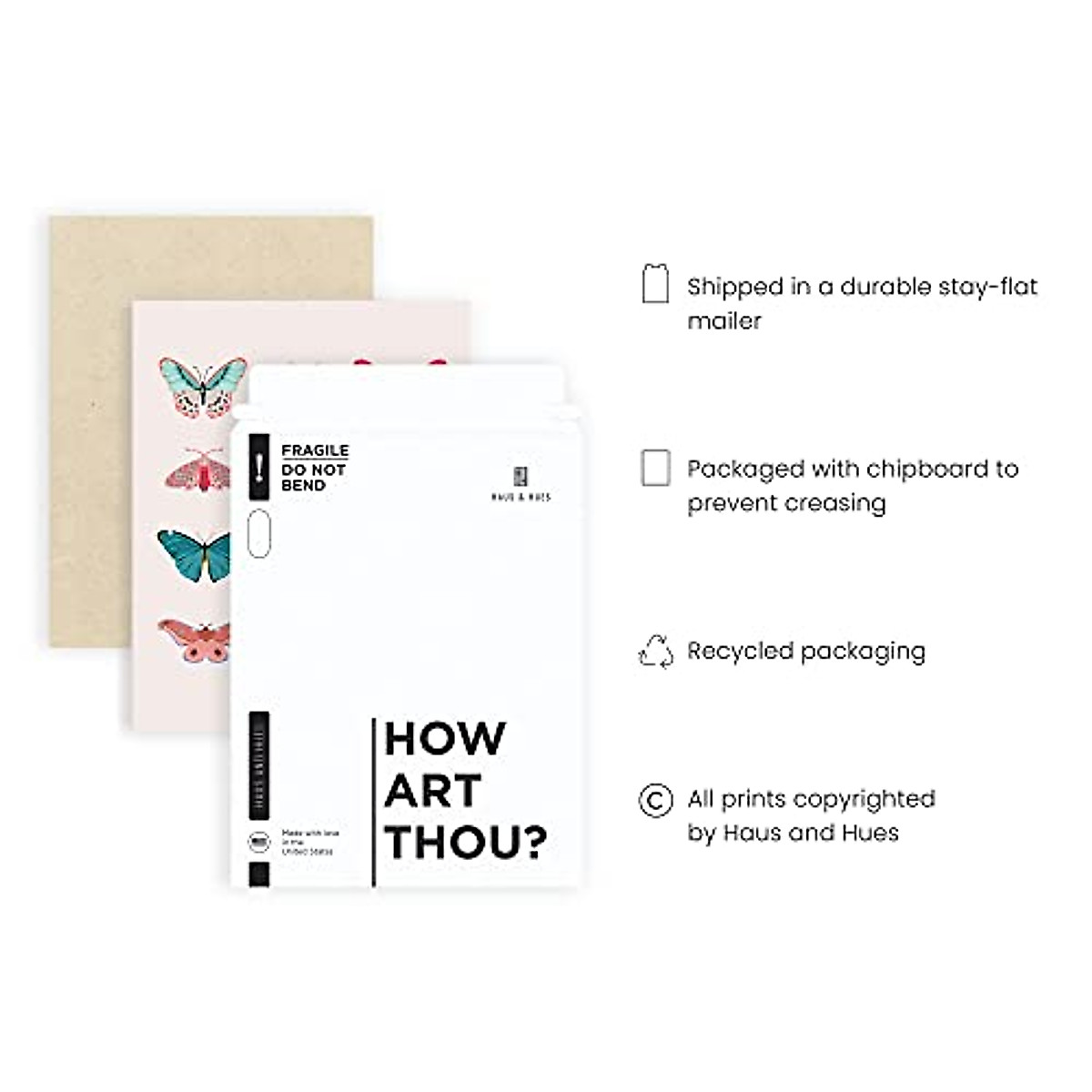 HAUS AND HUES Vintage Butterfly Posters & Butterfly Prints - Butterfly Poster Vintage Butterfly Art Wall Decor & Butterfly Art Prints Monarch Butterfly Wall Art & Butterflies Print UNFRAMED (12"x16")