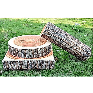 ZHANGXD 2PCS Creative Natural Wood Design Round Long Throw Pillow, Cushion for Home, Couch, Sofa, Bedroom, Living Room Decor, Stump (#1)