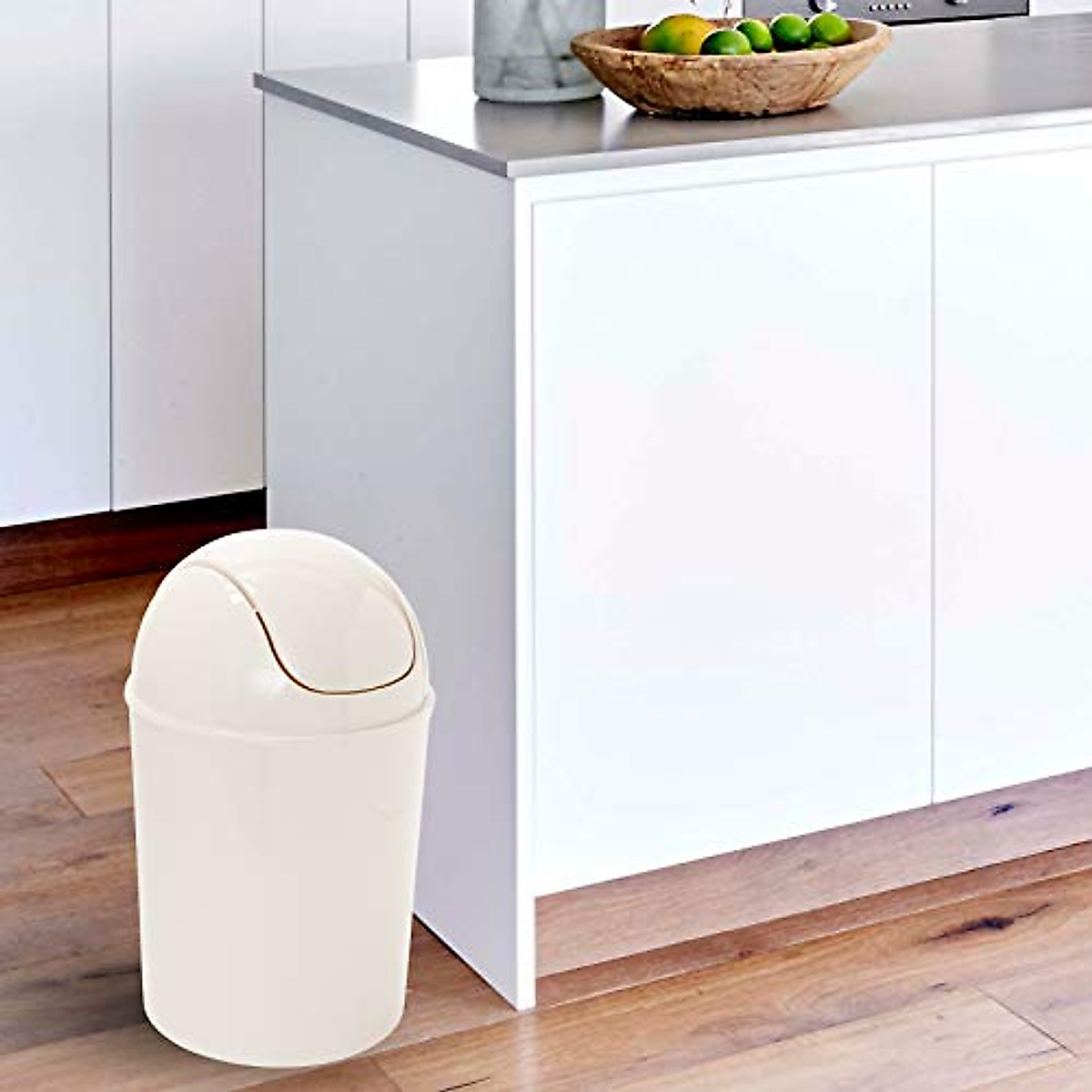 Umbra Mini Waste Can, 1.25 Gallon with Swing Lid (Linen)