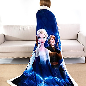 Kids Sherpa Flannel Throw Blanket 50" x 60 inches, Super Soft Cozy Plush Blanket for Indoor and Outdoor Use (Frozen-1, Throw(50'' × 60''))