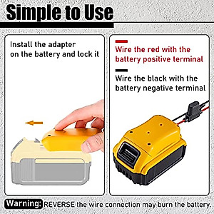 Power Wheels Battery Adapter for Dewalt 20V Battery, Power Wheels Battery Conversion Kit with Fuse and 14 Gauge Wire Connector for RC Car,Trucks,Toys, Robotics and Work Lights for DIY Projects