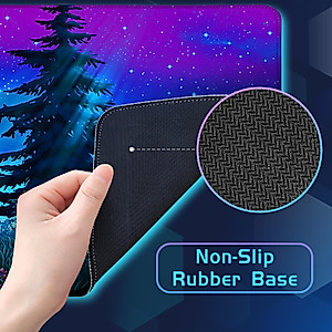 UJoowalk Gaming Mouse Pad, Large Mouse Pad, Keyboard and Mouse Pad, XL Mousepad, 31.5 x 11.8¡¯¡¯, Non-Slip Base Stitched Edge for Home Office Gaming Work, Galaxy Print Forest Moon Deer