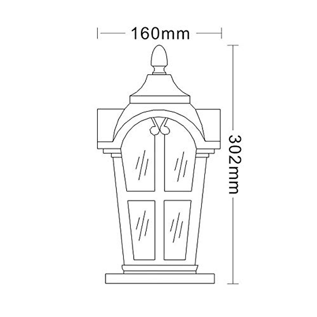 SLNFXC New Chinese Style Column Head Lamp Waterproof Villa Led Gate Lamp Post Outdoor Garden Lamp Outdoor Wall Lamp Door Post Lamp ( Size : 302mm*160mm )