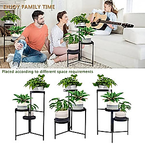 XrFc Plant Stand Indoor Outdoor 3 Tier Tall Metal Potted Multiple Flower Pot Holder Shelf Rustproof Iron Round Supports Planter Plant Rack for Corner Garden Balcony Patio