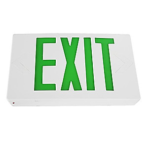 eTopLighting LED Exit Sign, Emergency Light, Green Lettering in White Body, Battery Back Up, Extra Face Plate Double Face, Ceiling/Wall Mount, AGG2163