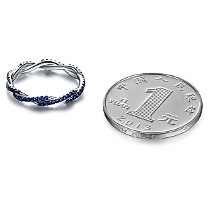 Sapphire Wedding Band,Full Eternity,14K White Gold,Twisted Edge Design Ring,Wedding Engagement Ring