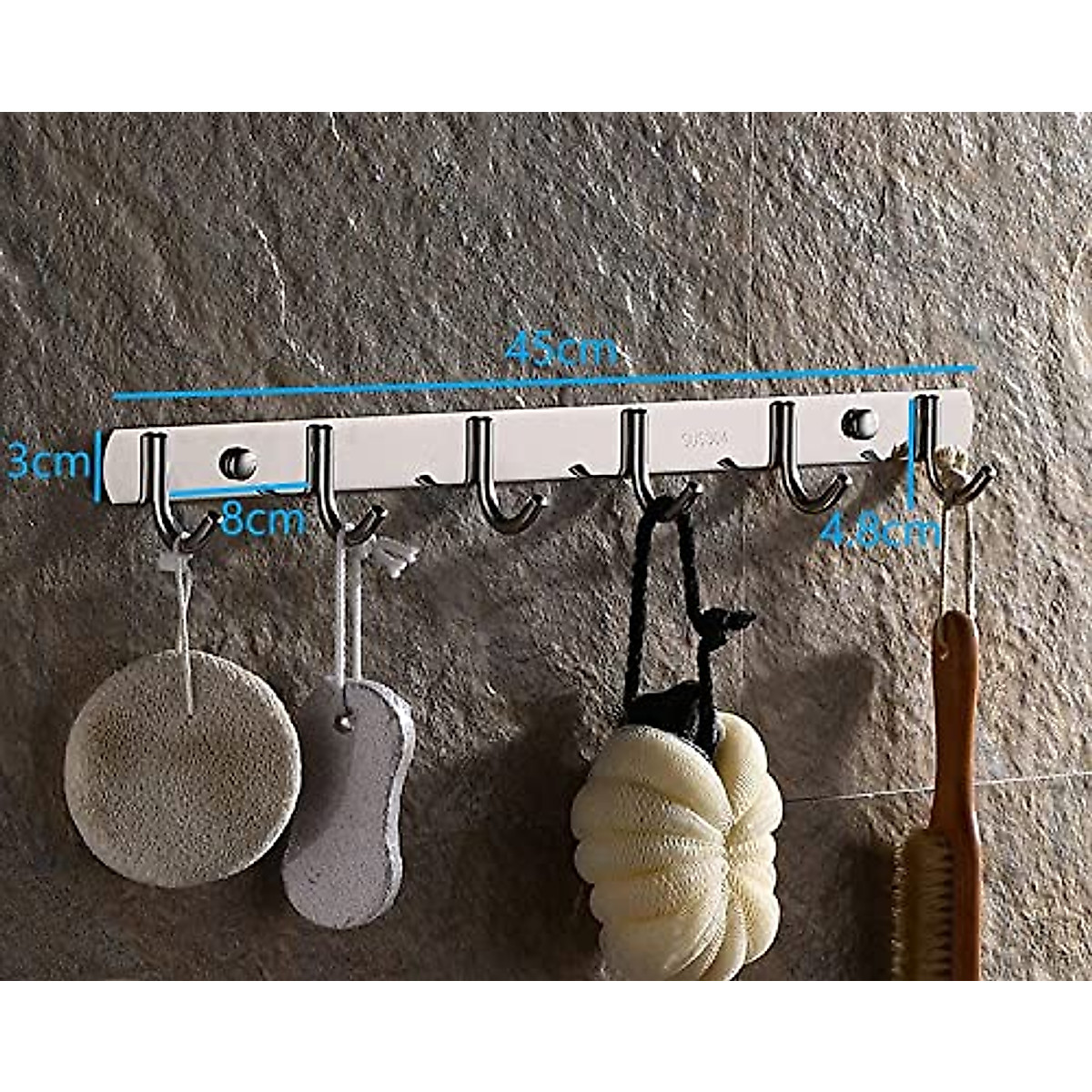 Wall Coat Rack with 6 Hooks, Coat Rack Wall Mounted, Coat Hooks, Coat Hooks Wall Mounted, Waterproof Heavy Duty Coat Wall Hooks, for Hanging Coats Purse Clothes Backpack Entryway,Towel Racks Bathroom