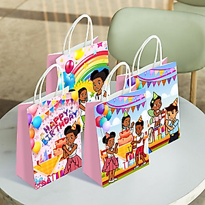 YUNKELIU 16Pcs Birthday Party Favor Bags with 4 Styles 8 Music Theme Happy Birthday Party Candy Goodie Bags for 1st 2nd Boy Girls Birthday Party Supplies Baby Shower