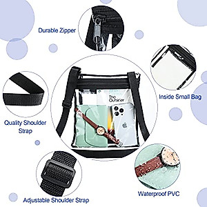 10 Pcs Clear Bag Stadium Approved Clear Crossbody Bag See Through Vinyl Transparent Crossbody Purse Clear Handbag with Inner Pocket and Adjustable Strap for Concerts Sports Events Festivals, 10 Color