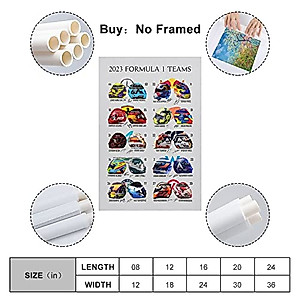 YiYLunneo 2023 Formula One F1 Teams Poster Posters for Room Aesthetic Canvas Wall Art Bedroom Decor 16x24inch(40x60cm)