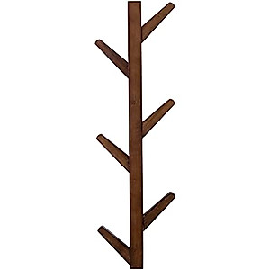MyGift Brown Bamboo Decorative Coat Hooks, Entryway Rack Organizer with 6 Hooks