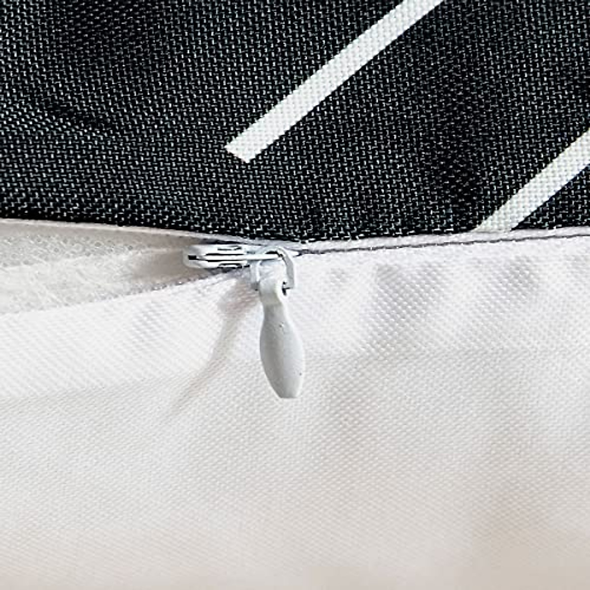 Outdoor Throw Pillow Covers Decorative for Patio Furniture Geomtric Farmhouse Cushion Cases 18 x 18 Inch, Set of 2, Black