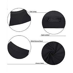 Yonique Women's Swim Skirt Bathing Suit Mid Waist Swim Bottoms Elastic Waist Swimsuit Bottoms Black 18Plus