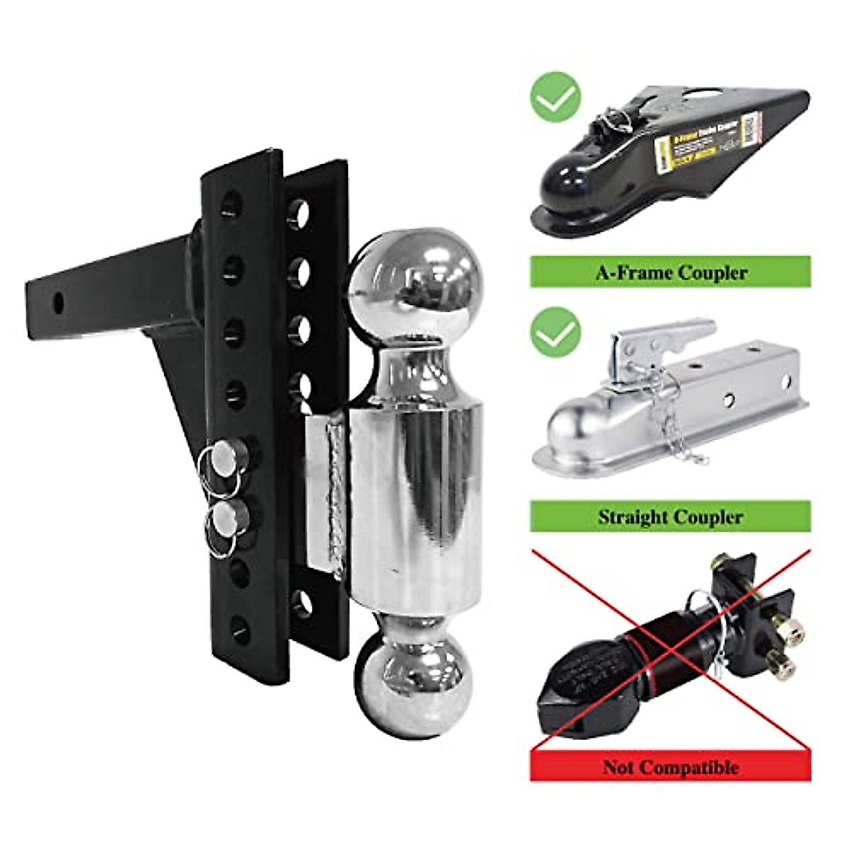 MaxxHaul 70380 Black/Chrome Adjust Dual Ball Mount