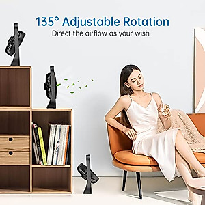 Acekool Battery Operated Fan, Camping Fan with Night Light, 3 Speeds Portable Desk Fan,135°Rotation, Rechargeable Quiet Table Fan for Office, Bedroom, Travel, Camping (Deep Black)