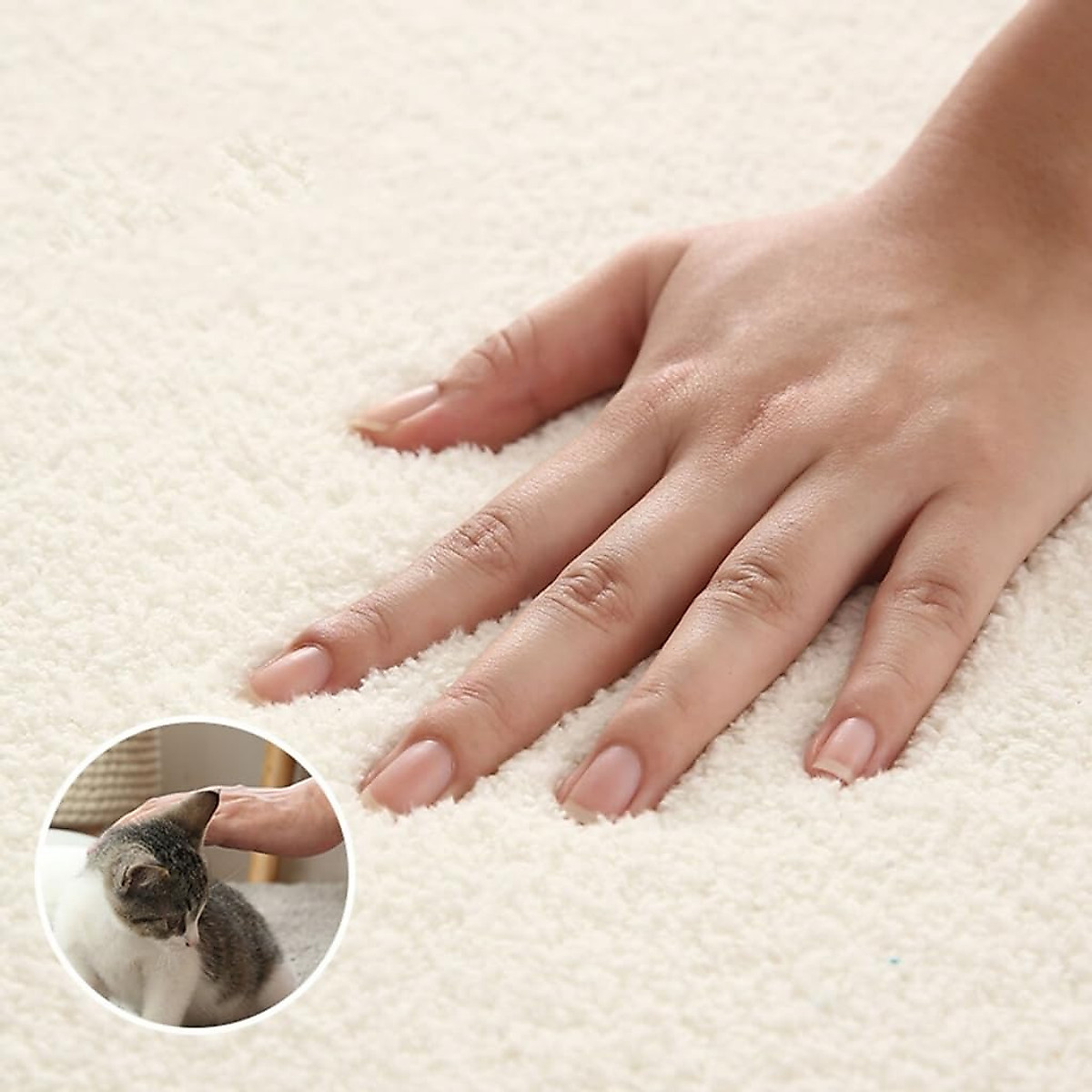 Irregular Shape Blue Grey Faux Wool Washable Area Rug 4x6 Non Shedding Modern Abstract Rug for Bedroom Livingroom Lux Aesthetic Office Diningroom Floor Carpet Runners