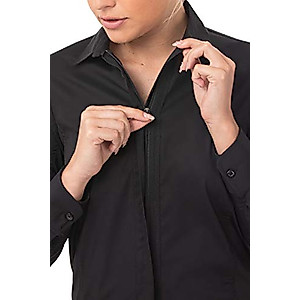 Chef Works Women's Shelby Zip Front Shirt, Black, Small