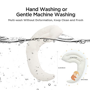 Choc chick Curve Long Body Pillow for Kids,U-Shape Soft Child Hug Sleep Toddler Pillow,100% Organic Cotton Pillowcase Washable Breathable Baby Pillows (Bear, Standard)