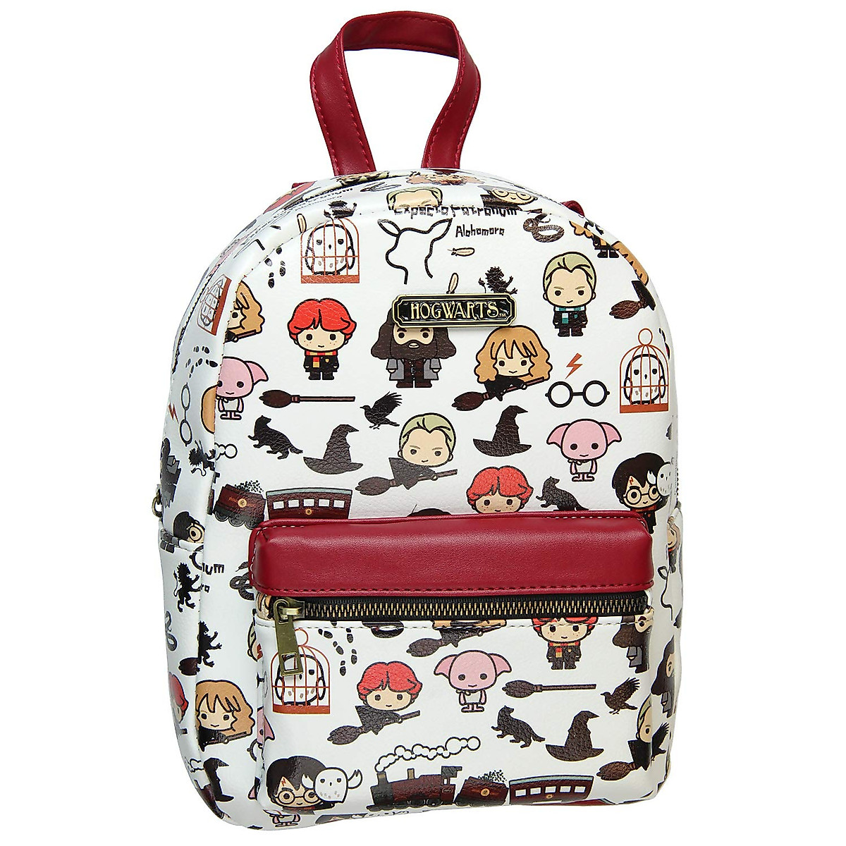 Harry Potter Allover Chibi Character Pattern Faux Leather Tote Bag Mini Backpack