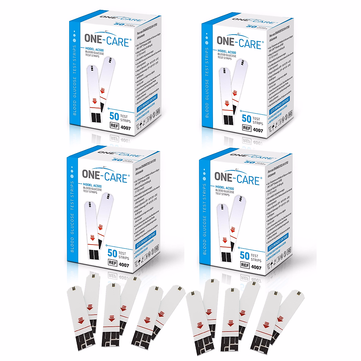 ONE-CARE 200 count Blood Glucose Test Strips, Precision Sugar Measurement for Diabetics, Monitor Your Diabetes (4 boxes of 50 each)