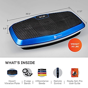 LifePro Hovert 3D Vibration Plate Machine - Dual Motor Oscillation, Lateral + 3D Motion Viberation Platform Machine - Full Whole Body Vibrarating Machine for Home Exercise & Fitness (Blue)
