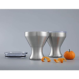 JILLMO Martini Glass, Insulated Stainless Steel Margarita Glass with Lid, Set of 2