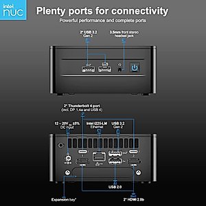 Intel 2023 Newest NUC12 Tiny Client Mini Desktop PC 12th 12-Core i7-1260P 32GB DDR4 1TB NVMe SSD 1TB HDD Iris Xe Graphics WiFi 6E RJ-45 2 x Thunderbolt4 2 x HDMI Windows 10 Pro w/RE USB