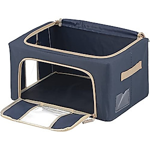 Fuji Boeki 63513 Storage Box, Width 15.4 x Depth 11.4 x Height 7.9 inches (39 x 29 x 20 cm), Blue, 5.6 gal (22 L), with Small Window, Stackable