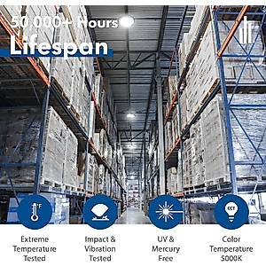 Hyperikon UFO LED High Bay Light 150W (600 Watt Replacement), Shop and Warehouse Area Lighting, DLC, 2 Pack