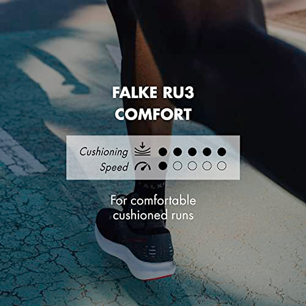 FALKE Men's RU3 Comfort Running Socks, Mid Calf, Thick Cushion, Anatomic Fit, Breathable Quick Dry, Organic Lyocell, 1 Pair