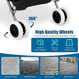 GOFLAME Folding Shopping Cart, Large Grocery Cart with Wheels and Removable Fabric Cover, Lightweight and Sturdy Rolling Utility Cart for Groceries Laundry Shopping Picnic (Black)