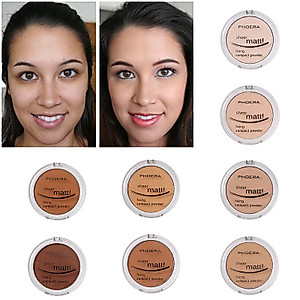 2 Pack PHOERA Matte Face Powder, Control Oil Brighten Skin Color Full Coverage Flawless Face Setting Loose Powder。203- Nude