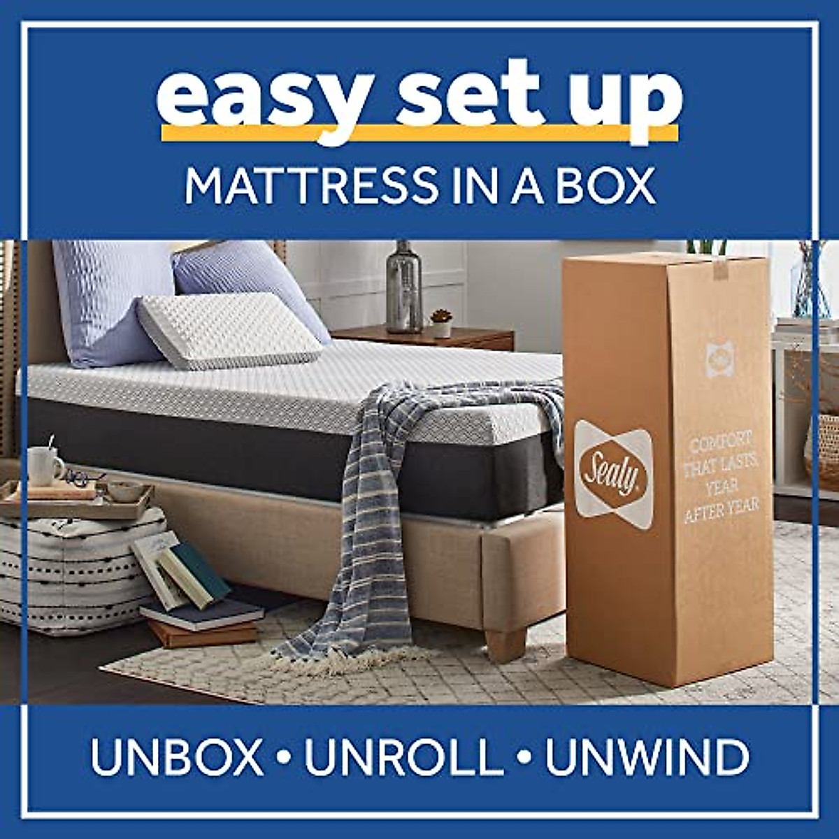 Sealy Cool & Clean 12" Hybrid Bed in a Box, Queen