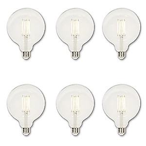 Westinghouse Lighting 5317500 6.5 Watt (60 Watt Equivalent) G40 Dimmable Clear Filament LED Light Bulb, Medium Base (6-Pack) (5317520)