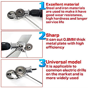 VVP 2023 New Electric Drill Plate Cutter,Metal Nibbler Drill Attachment with Adapter For DIY, Sheet Metal Knife for Cutting Iron, White Sheet, Steel,Copper, Aluminum(1PC)