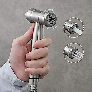 Tecmolog Stainless Steel Toilet Sprayer Kit Hand Held Bidet Sprayer for Toilet Hot and Cold Water Diaper Sprayer Shattaf Bathroom Attachment, Brushed Nickel, WS035F