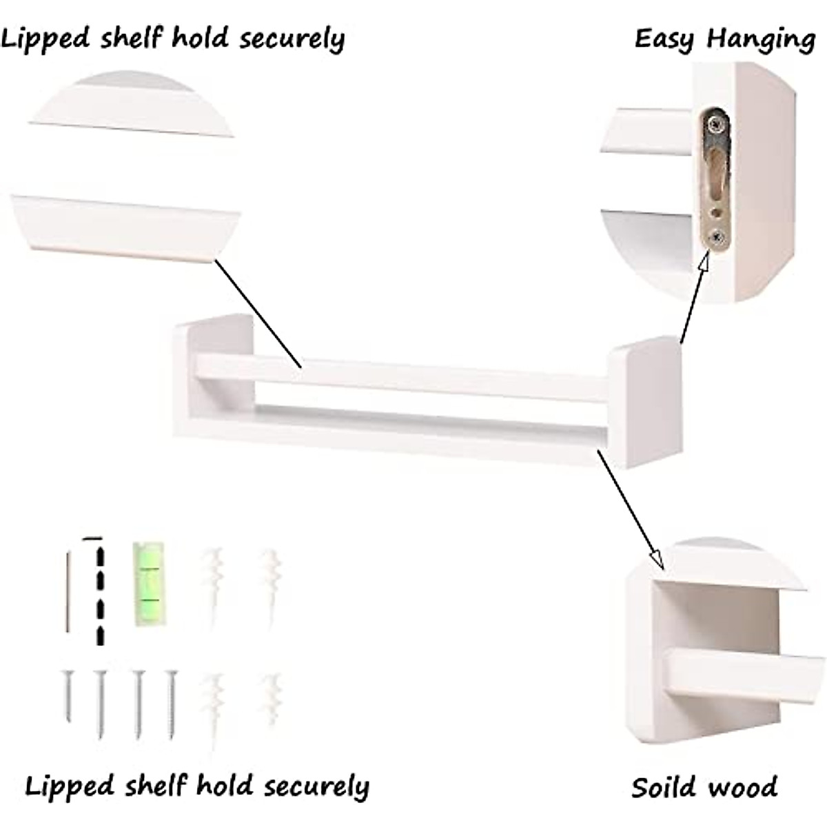 Nursery Floating Shelf, Wall Mounted Nursery Book Shelves,Set of 2 Rustic U Shaped Book Shelf Organizer for Farmhouse Decor,Corner Display Hanging Spice Rack for Bathroom Kitchen.