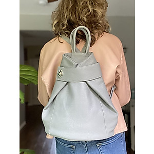 LaGaksta Stella Convertible Leather Backpack Purse – Casual Travel Tote Bag Purse Grey